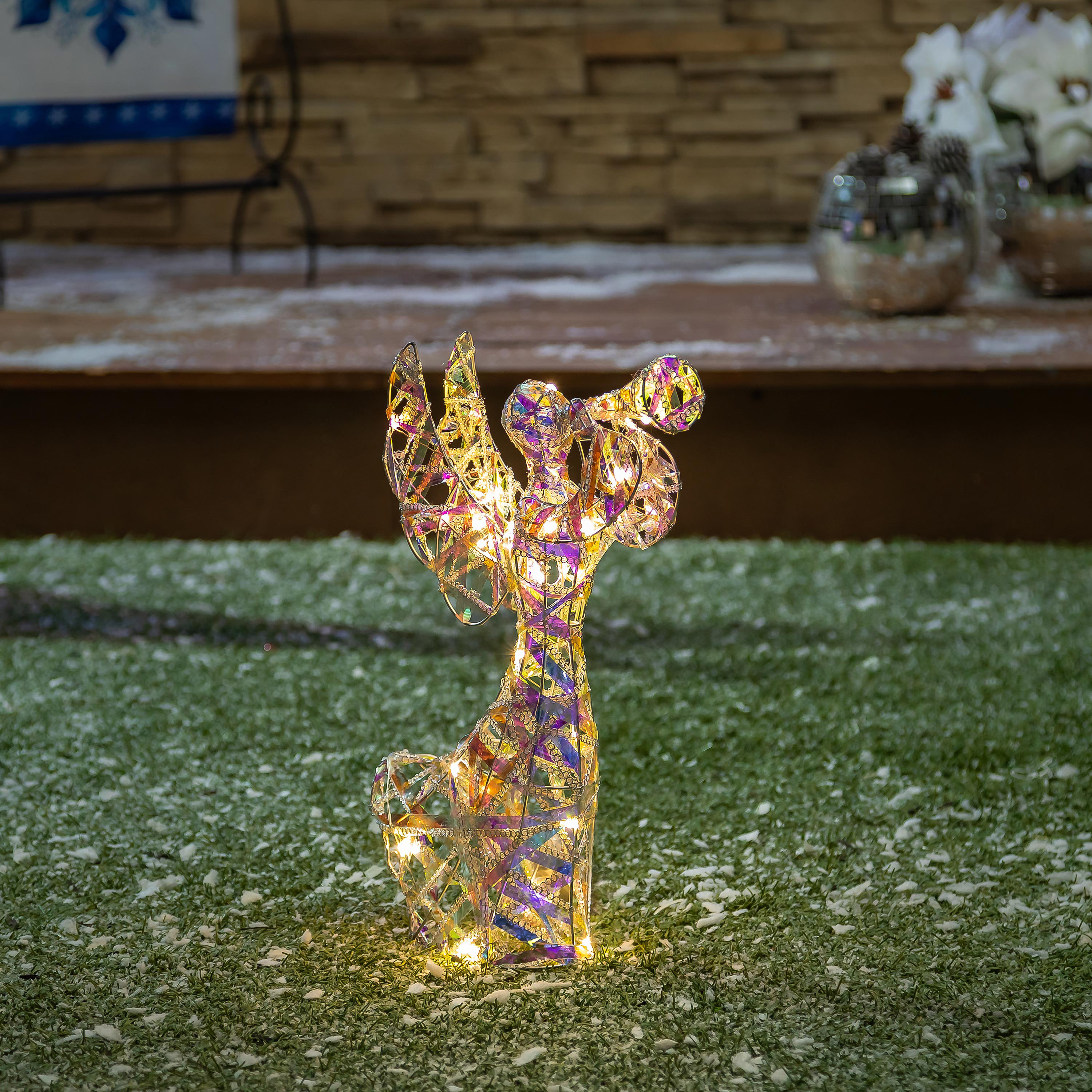 Fleur De Lis Living LED Angel Metal Garden Statue, 16"H | Wayfair